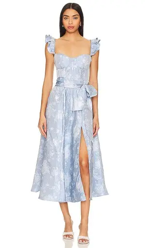 V. CHAPMAN Vera Corset Midi Dress - Denim Blue Windsor