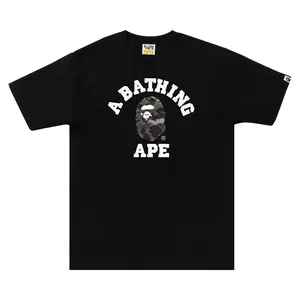 A BATHING APE Grid Camo College Tee - Black