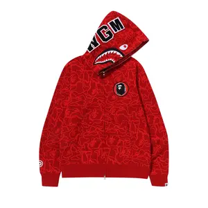 A BATHING APE 30th Anniversary Camo Shark Full Zip Hoodie - Red