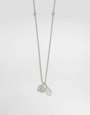 Dolce & Gabbana Teardrop Necklace With Logo - Silver