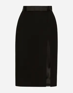 Dolce & Gabbana Stretch Wool Midi Pencil Skirt