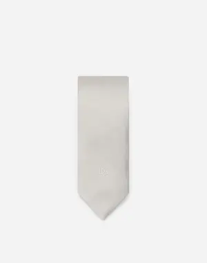 Dolce & Gabbana Silk Tie With Dg Logo - White