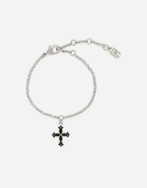 Dolce & Gabbana Crystal Cross Charm Bracelet - Silver