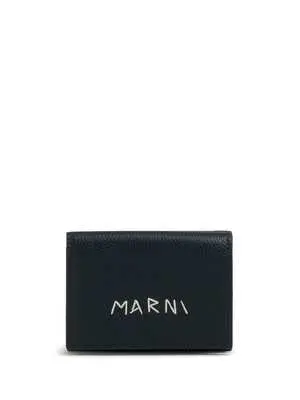 Marni Logo-embroidered Leather Wallet - Black