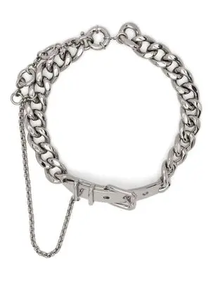 Acne Studios Acne Studios Buckle-Detail Choker Necklace Silver-tone