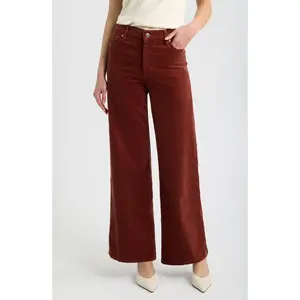 FRAME Le Slim Palazzo Corduroy Pants - Wine