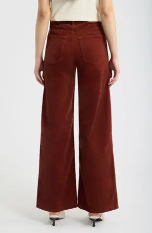 FRAME Le Slim Palazzo Corduroy Pants - Wine