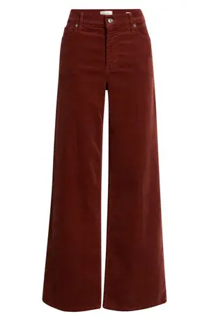 FRAME Le Slim Palazzo Corduroy Pants - Wine