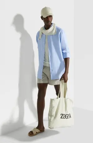 Zegna Oasi Linen Button-up Shirt - Light Blue