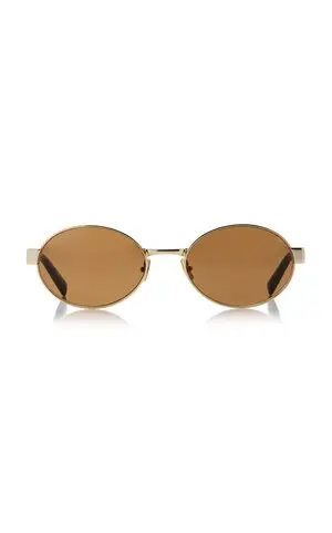 Saint Laurent Round-Frame Metal Sunglasses Brown