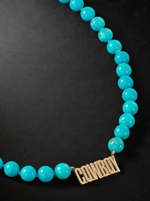 Established 14-karat Gold Turquoise Necklace - Blue
