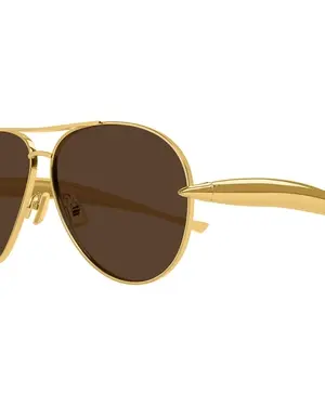 Bottega Veneta Sardine Pilot Sunglasses - Gold