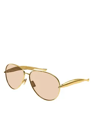 Bottega Veneta Sardine Pilot Sunglasses - Gold/orange Solid