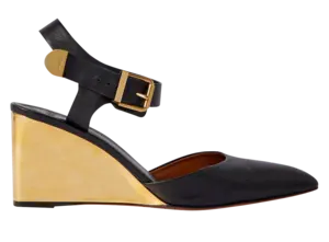 Chloé Net Sustain Rebecca Leather Wedge Pumps