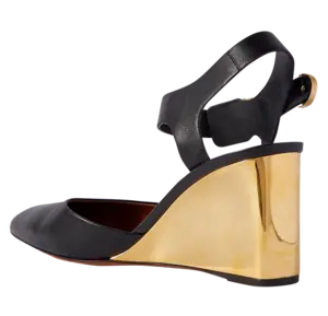Chloé Net Sustain Rebecca Leather Wedge Pumps