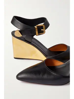 Chloé Net Sustain Rebecca Leather Wedge Pumps