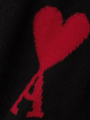 AMI Paris Net Sustain Adc Intarsia Wool Sweater - Black