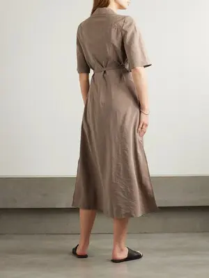 JOSEPH Dareau Silk-blend Twill Midi Shirt Dress