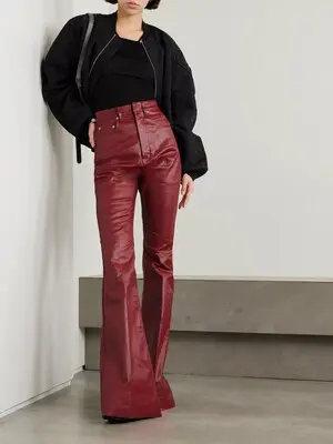 Rick Owens Bolan Coated Cotton-blend Flare Pants - Red