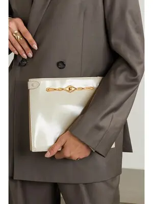 METIER Fernando Jorge Stowaway Embellished Glossed-leather Shoulder Bag - White