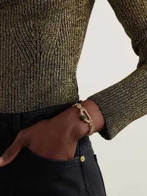 MARLA AARON 18-karat Gold, Emerald, And Diamond Bracelet