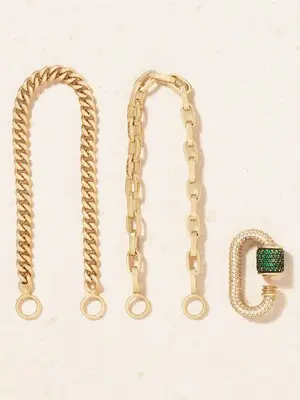 MARLA AARON 18-karat Gold, Emerald, And Diamond Bracelet