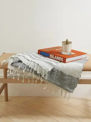 Brunello Cucinelli Fringed Striped Linen Throw