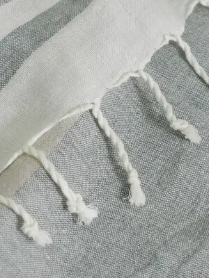 Brunello Cucinelli Fringed Striped Linen Throw