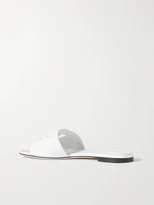 Dolce & Gabbana Bianca Cutout Leather Slides - White