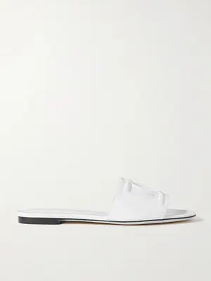 Dolce & Gabbana Bianca Cutout Leather Slides - White
