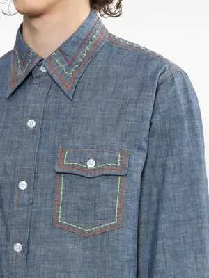 Needles Contrast-stitching Denim Shirt