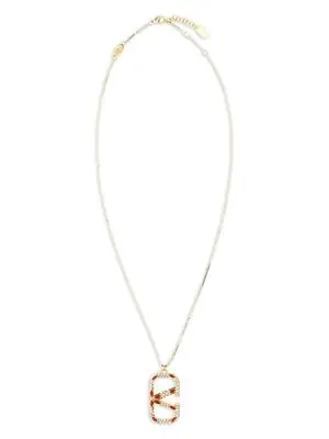 Valentino Garavani Vlogo Signature Crystal-embellished Necklace - Gold