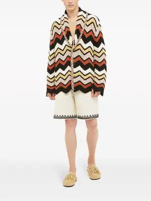 Alanui Chevron-print Cardigan - Black