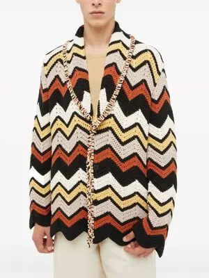 Alanui Chevron-print Cardigan - Black