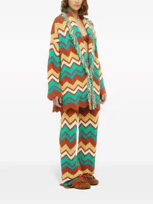 Alanui Kaleidoscopic Chevron Knit Cardigan - Red