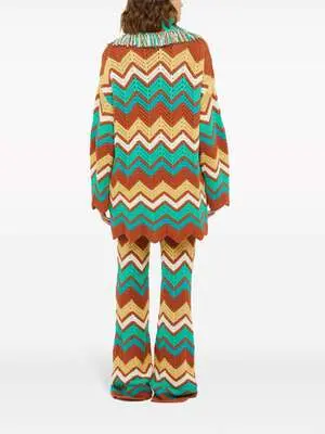 Alanui Kaleidoscopic Chevron Knit Cardigan - Red