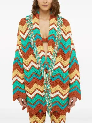Alanui Kaleidoscopic Chevron Knit Cardigan - Red
