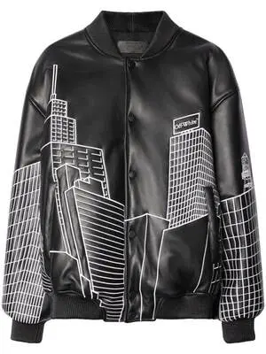 Off-White Skyline Leather Bomber Jacket
