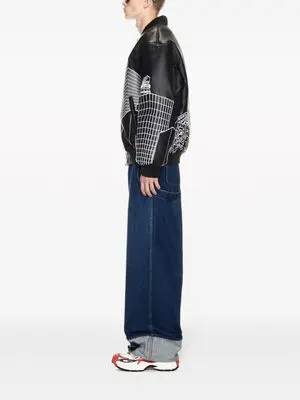 Off-White Skyline Leather Bomber Jacket