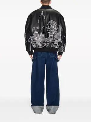 Off-White Skyline Leather Bomber Jacket
