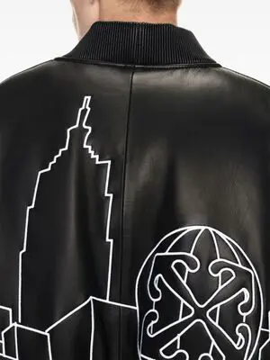 Off-White Skyline Leather Bomber Jacket