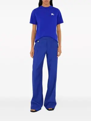 Burberry Logo Embroidered Cotton T-shirt - Blue