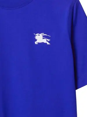 Burberry Logo Embroidered Cotton T-shirt - Blue