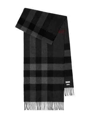 Burberry Checked Cashmere Scarf - Grey