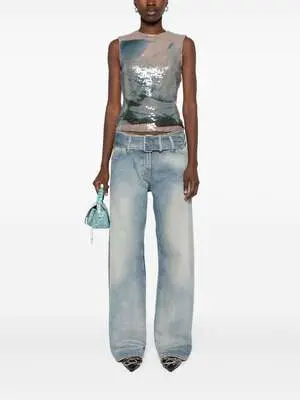 16Arlington Nage Abstract-print Sequinned Top