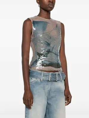 16Arlington Nage Abstract-print Sequinned Top