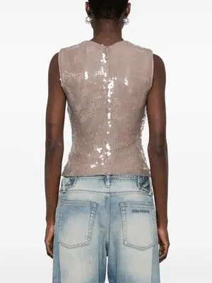 16Arlington Nage Abstract-print Sequinned Top