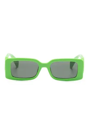 Gucci Rectangle-Frame Sunglasses Green