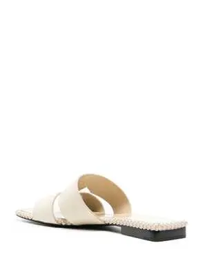 Roberto Cavalli Logo-embossed Leather Slides