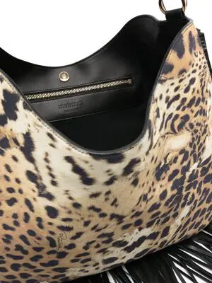 Roberto Cavalli Logo-plaque Jaguar-print Shoulder Bag
